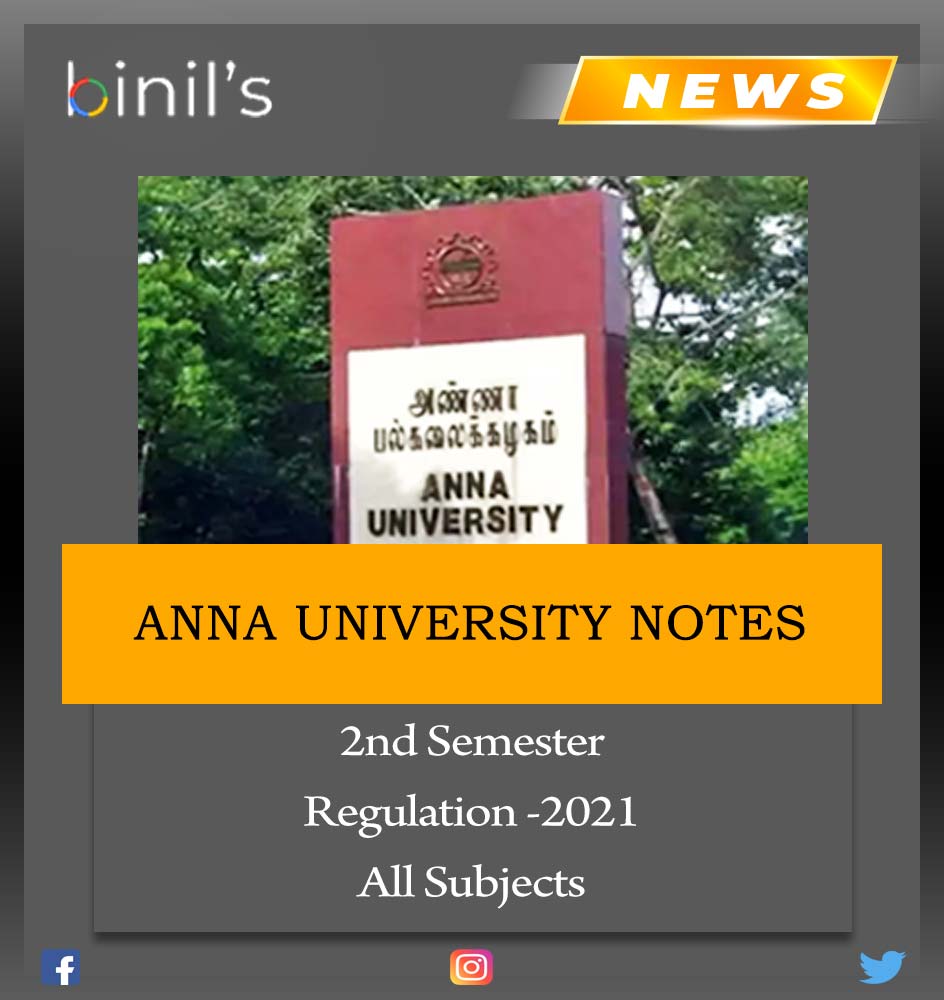 Anna University 2nd Sem Notes Regulation 2021 PDF Download